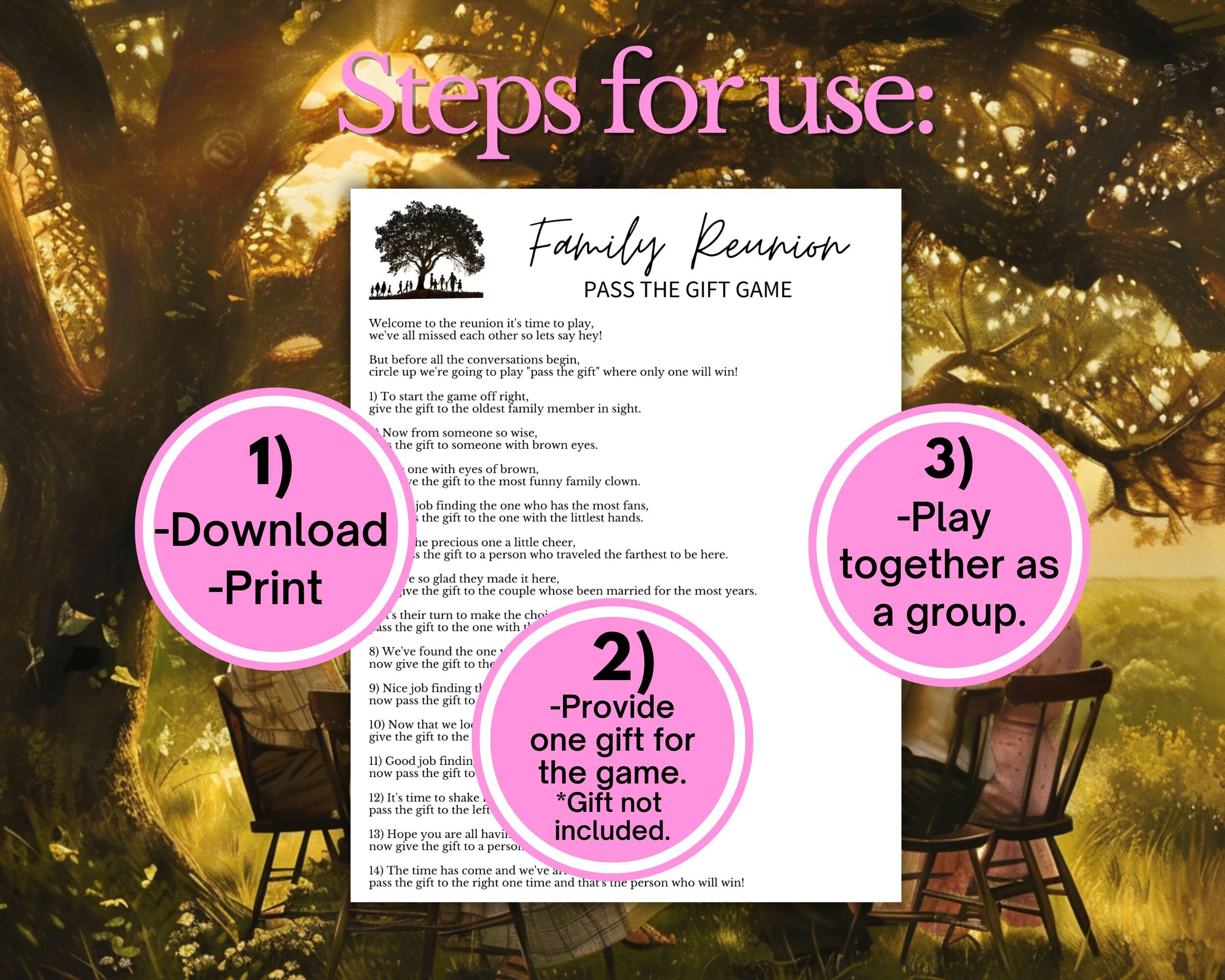 Family Reunion Pass the Gift Game Printable | Family Reunion Find the ...