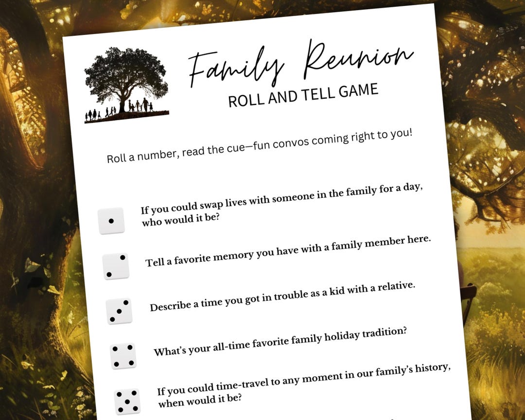 Family Reunion Roll and Tell Game, Family Reunion Games, Roll and Tell ...