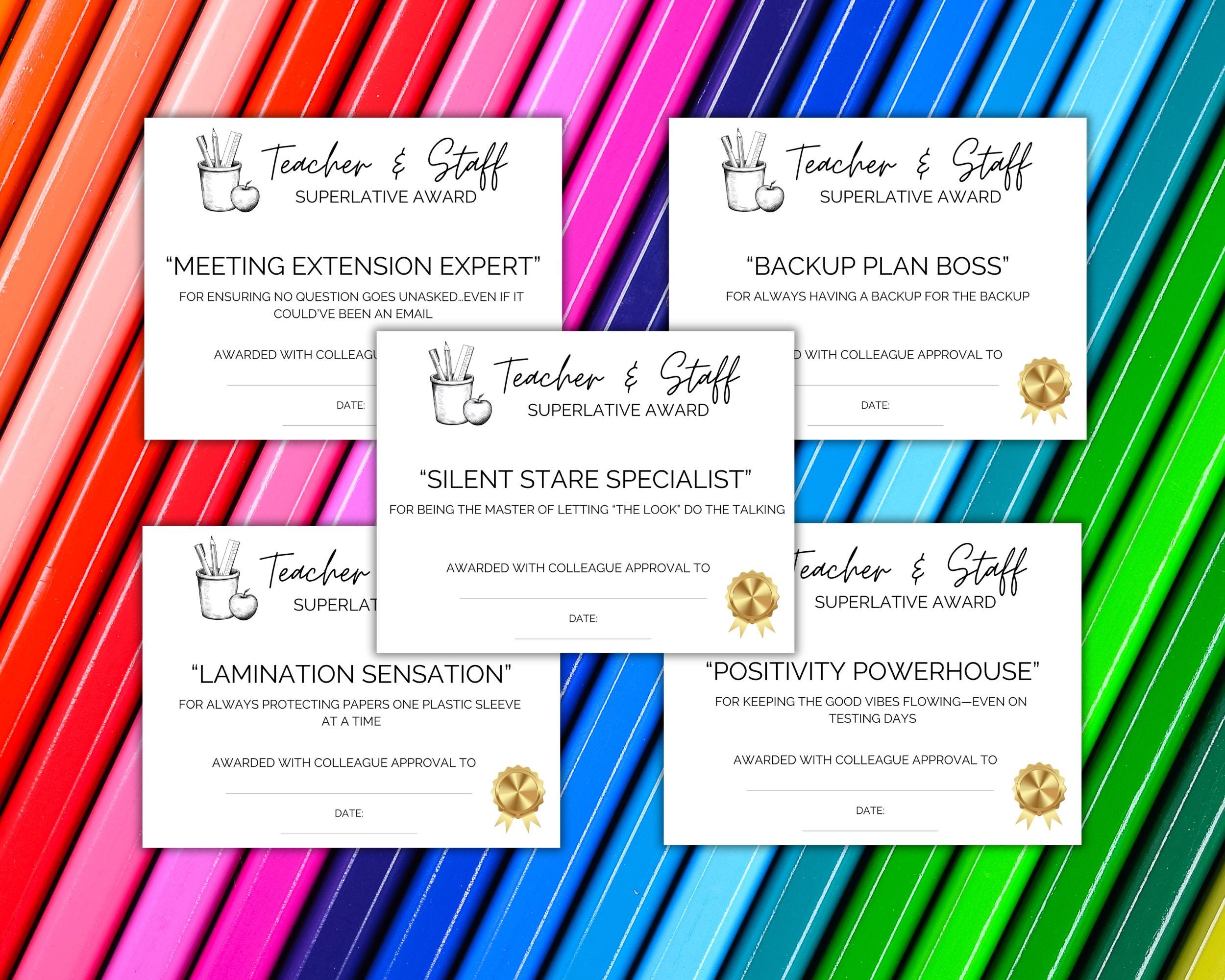 Funny Teacher Award, School Staff Awards, Teacher Superlatives ...