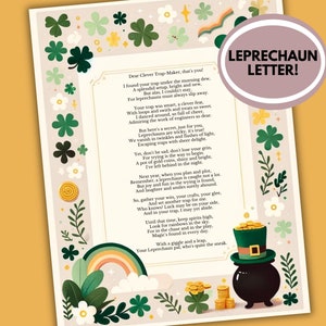 Leprechaun Letter for Kids | Leprechaun Note for Leprechaun Trap ...