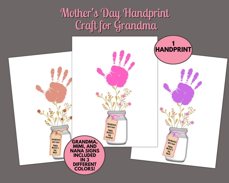 Handprint Bouquet | Mothers Day Handprint Art for Grandma | Grandma ...