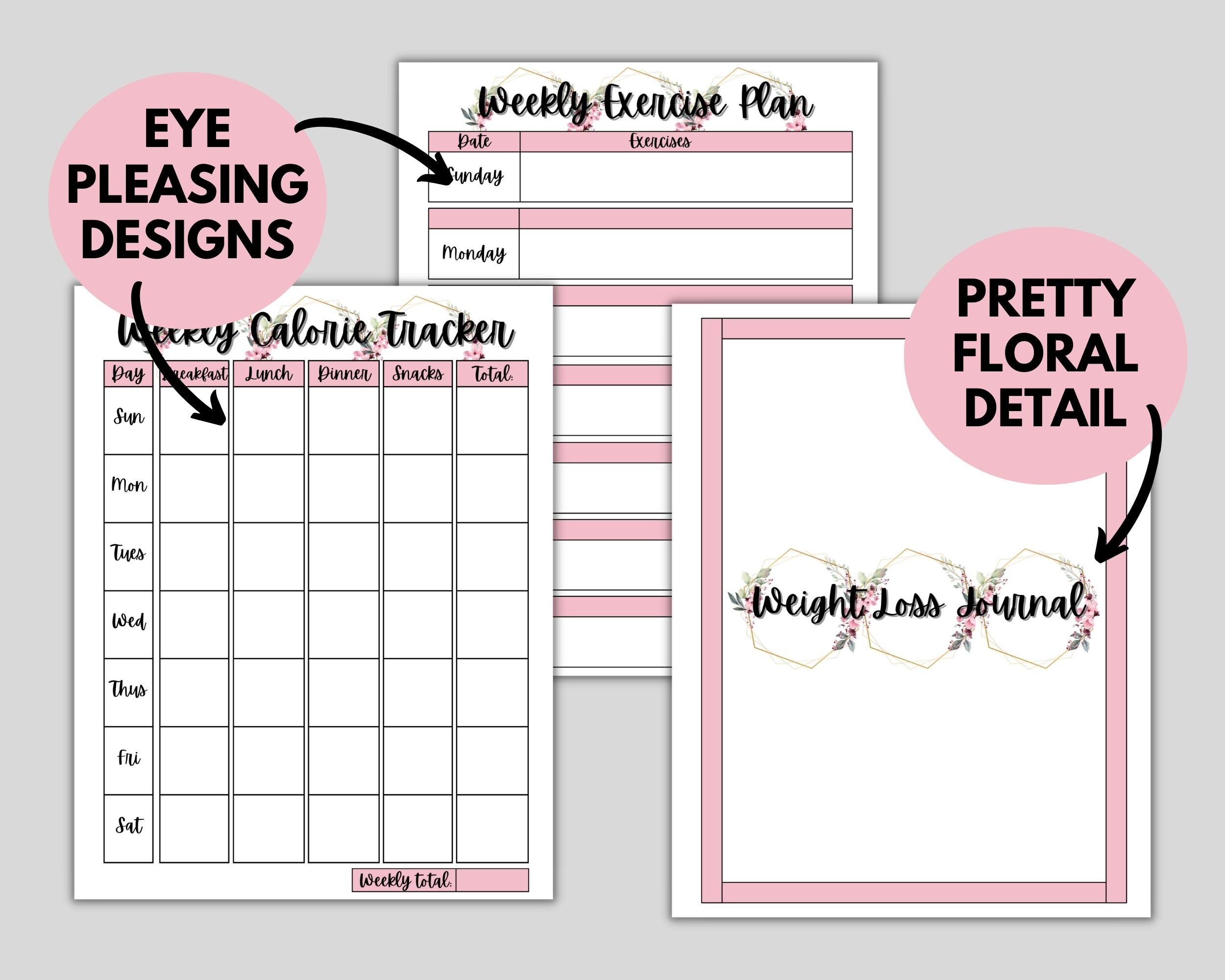 Weight Loss Journal Printable Self Care Weight Loss Tracker Planner ...
