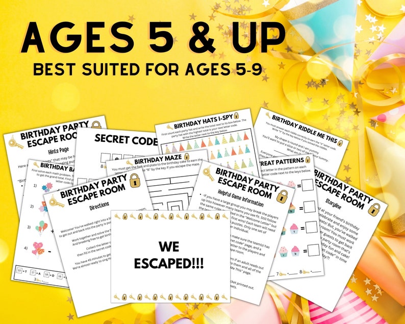 Birthday Escape Room Printable Kit Birthday Party Escape Room Game for ...