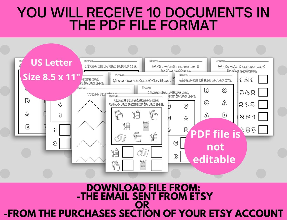 Kindergarten Worksheet Packet Printable Kindergarten - Etsy