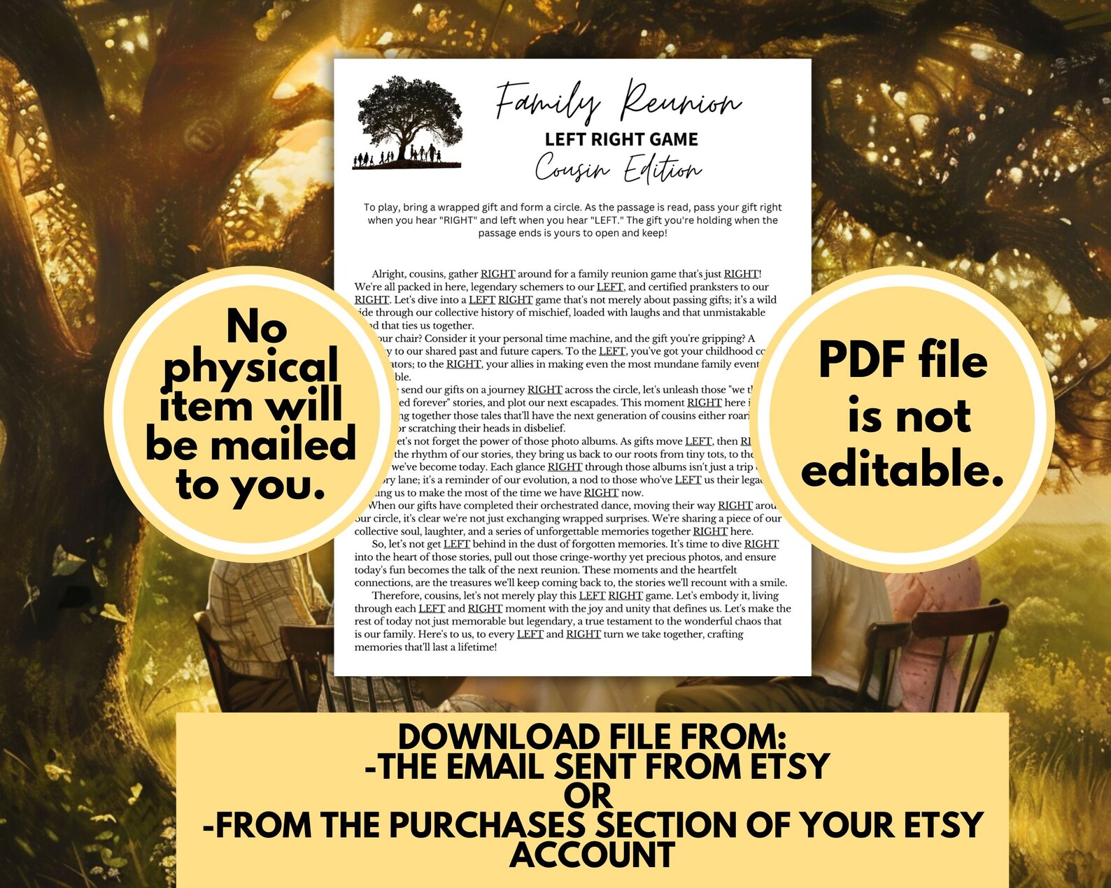 Family Reunion Left Right Game Printable | Cousin Crew Family Reunion ...