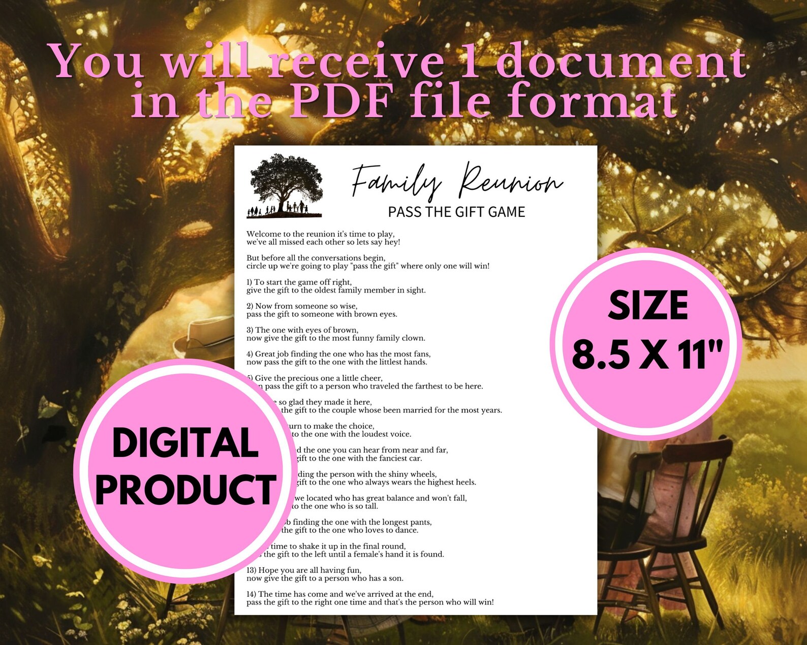 Family Reunion Pass the Gift Game Printable | Family Reunion Find the ...