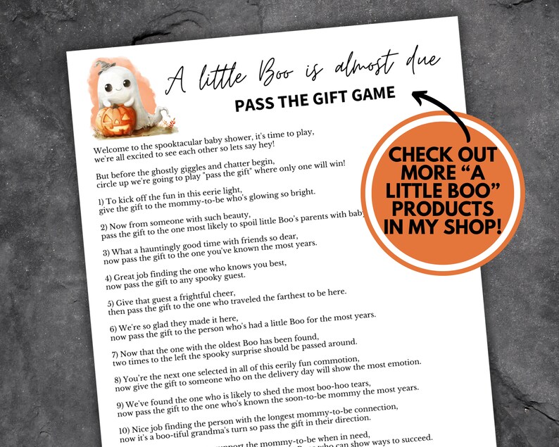 A Little Boo is Almost Due Left Right Game | Halloween Baby Shower ...