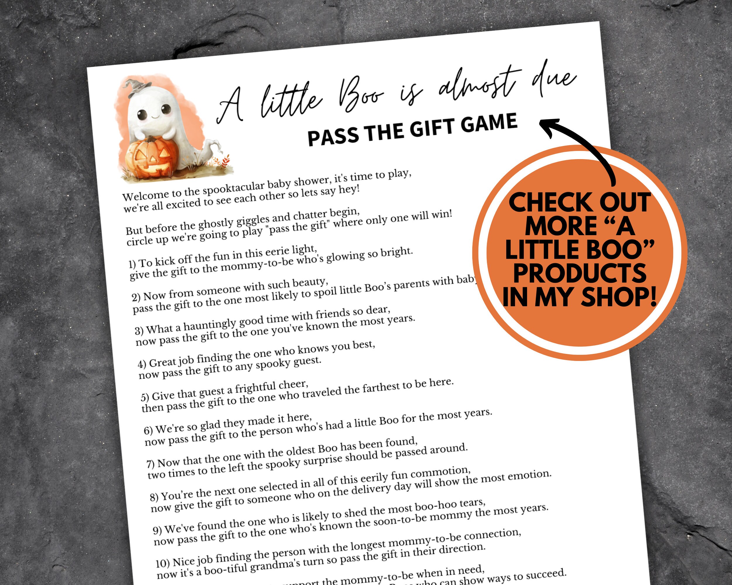 A Little Boo is Almost Due Left Right Game | Halloween Baby Shower ...