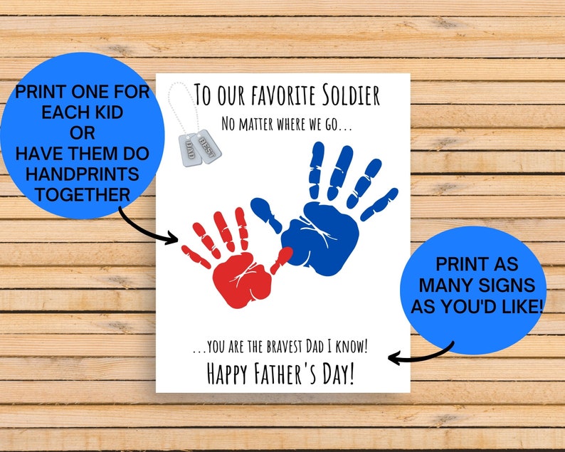 Army Father's Day Sign Printable | Handprint Sign Printable - Etsy