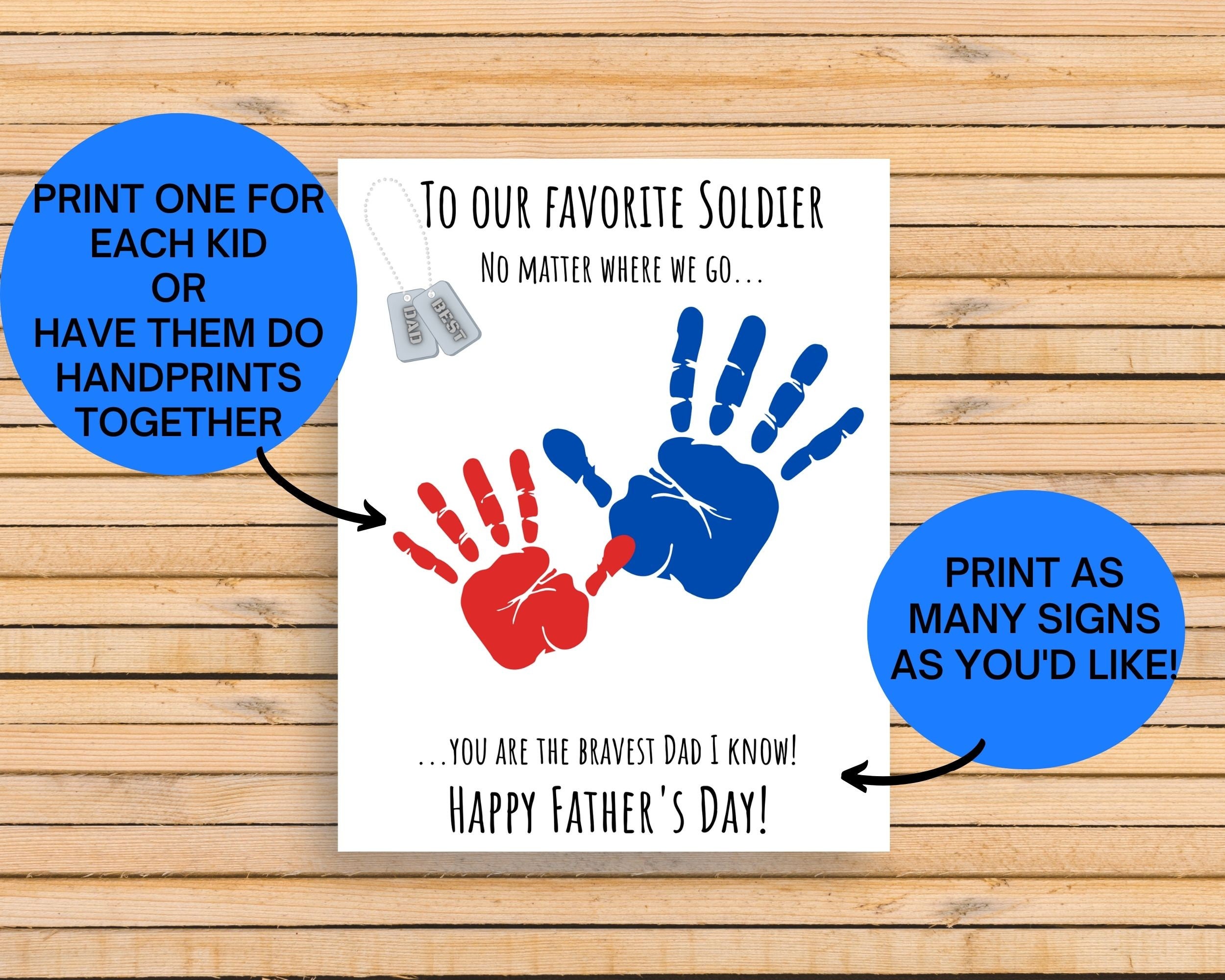 Army Father's Day Sign Printable | Handprint Sign Printable - Etsy