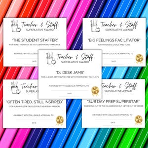 Funny Teacher Award, School Staff Awards, Teacher Superlatives ...