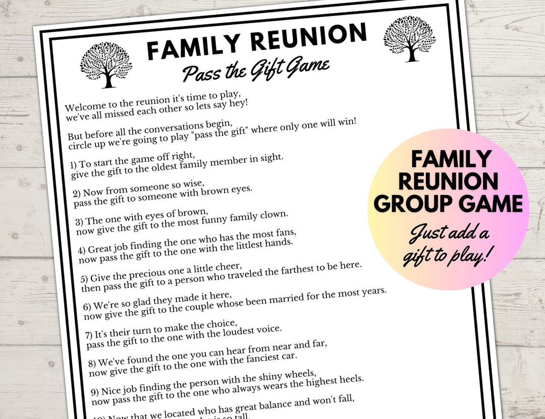 Family Reunion Pass the Gift Game Printable Family Reunion - Etsy