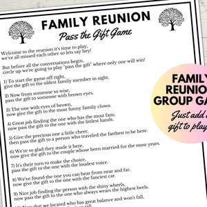 Family Reunion Pass the Gift Game Printable Family Reunion - Etsy