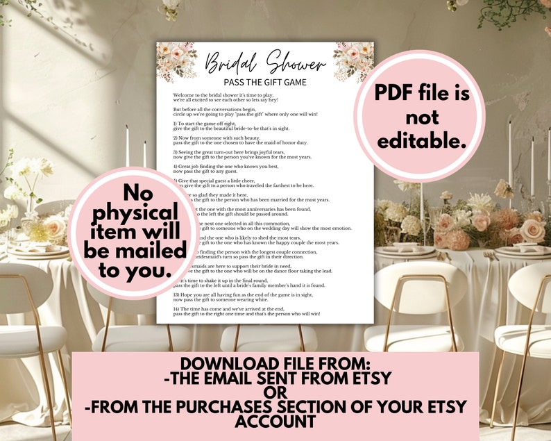 Bridal Shower Pass the Gift Game Printable | Bridal Shower Find the ...