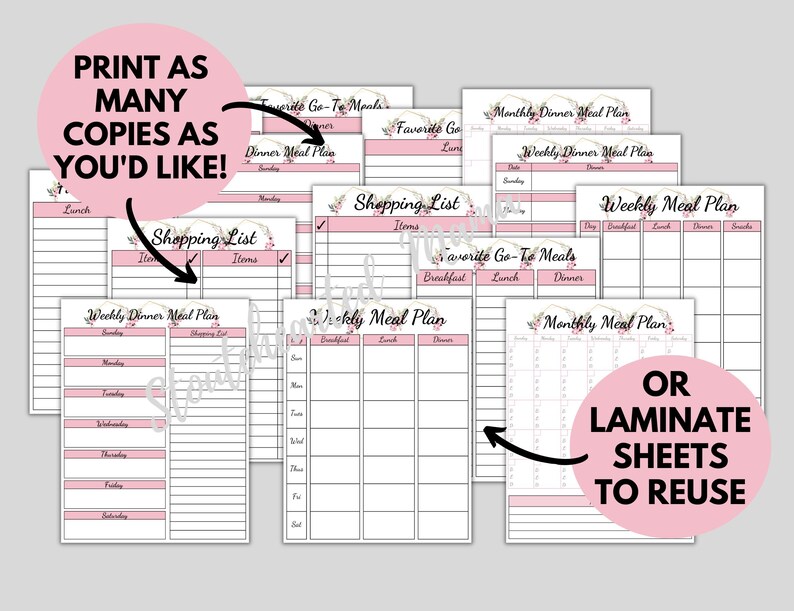 Meal Planner and Grocery List Printable Weekly Meal Prep - Etsy