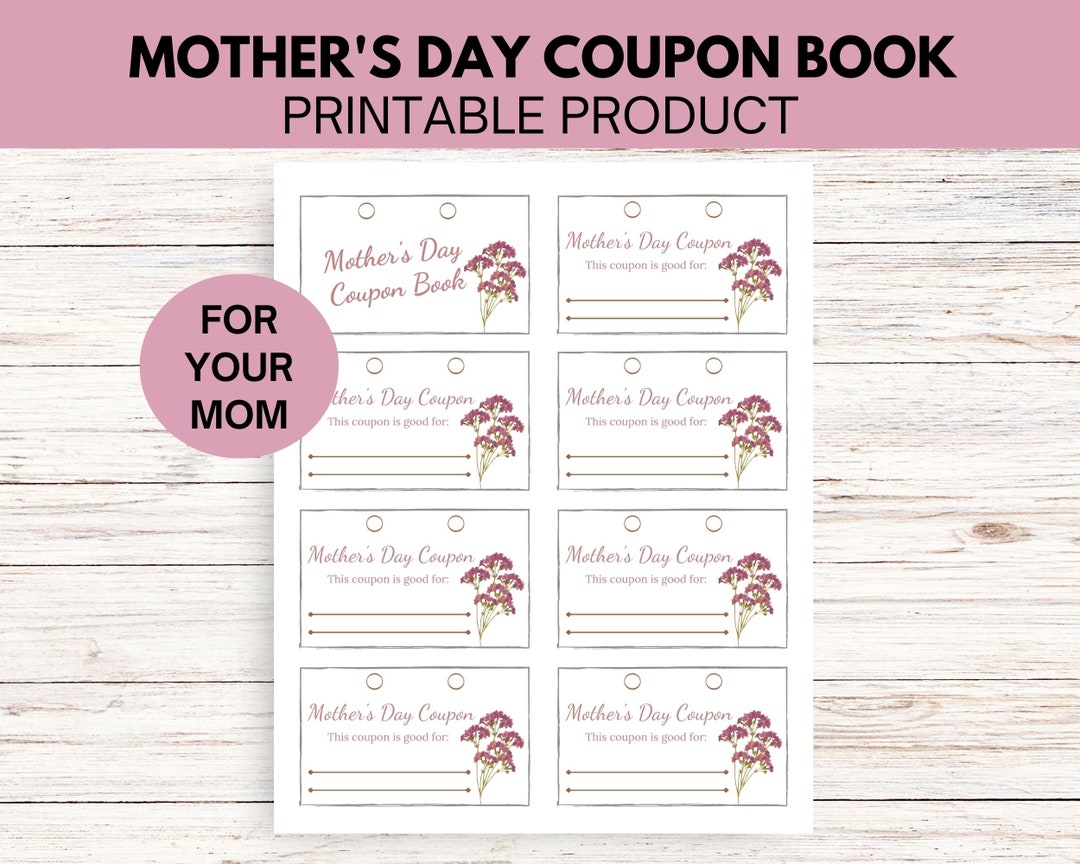 Printable Mother’s Day Coupon Book | Gift for Mom - Etsy