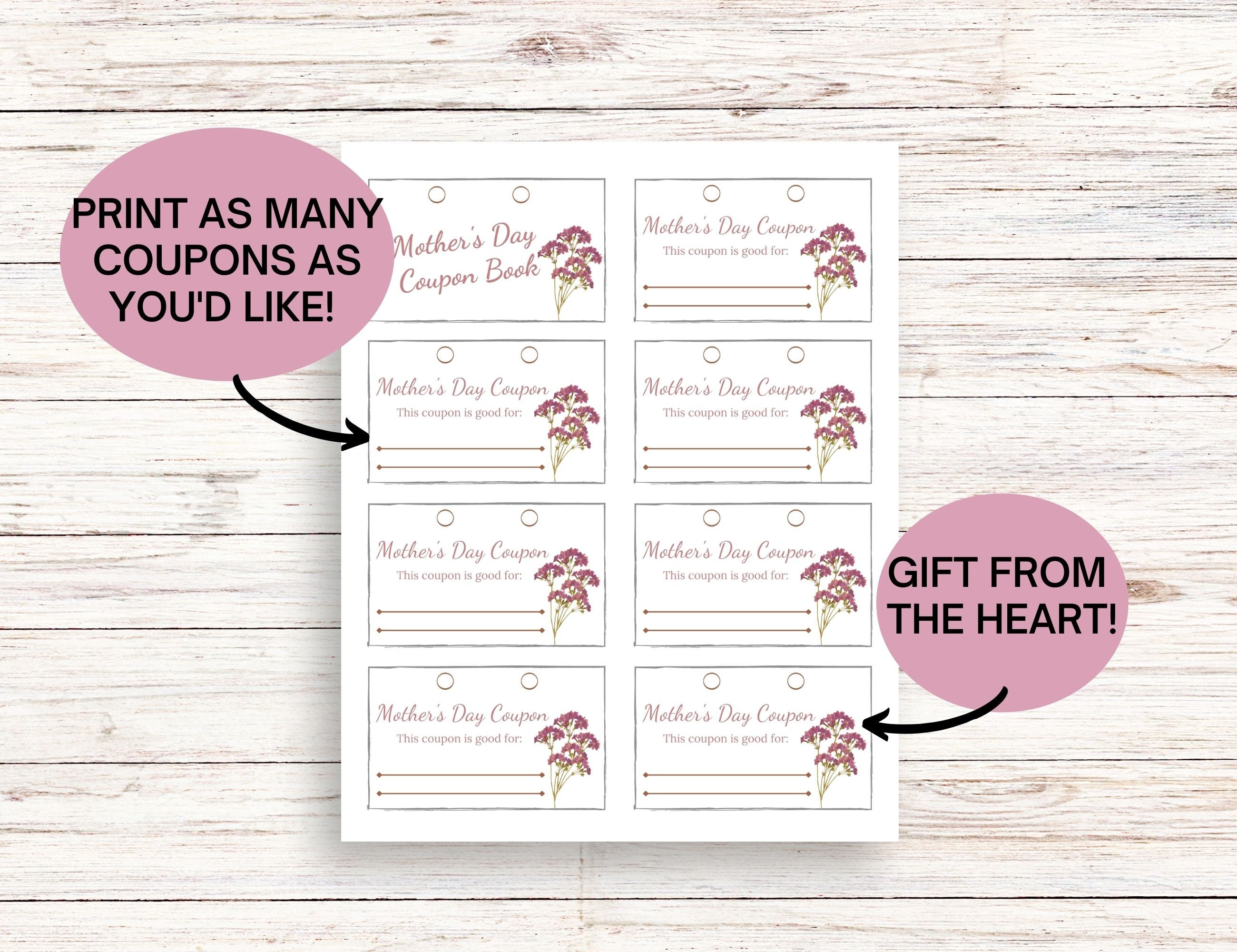 Printable Mothers Day Coupon Book Gift for Mom - Etsy