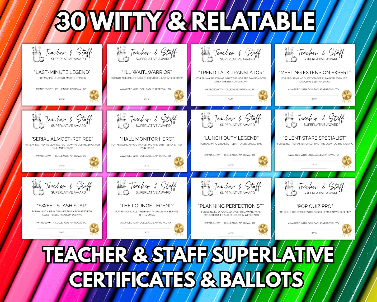 Funny Teacher Award, School Staff Awards, Teacher Superlatives ...