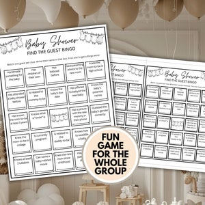 Baby Shower Bingo | Find the Guest Bingo Baby Shower Game | Baby Bingo ...