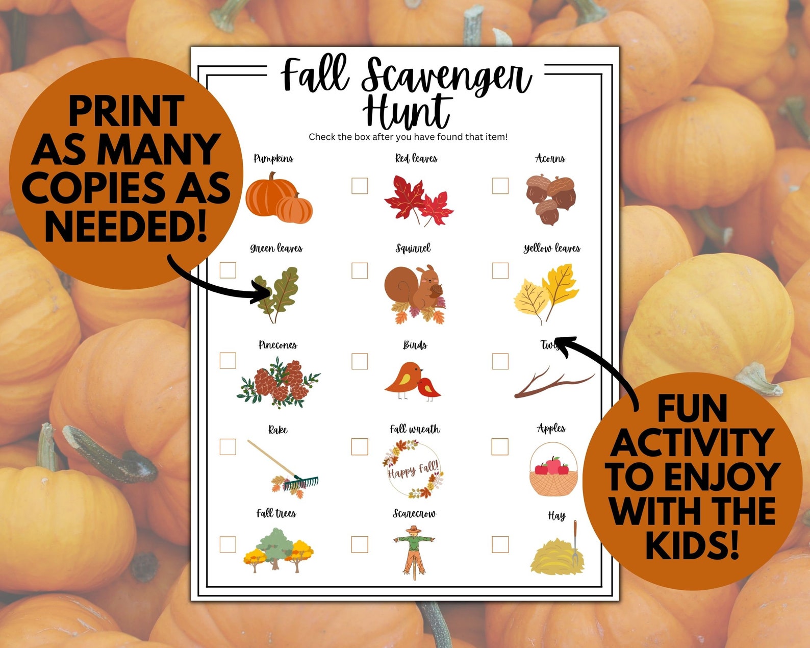 Fall Scavenger Hunt Printable for Kids Outdoor Fall Nature Walk ...