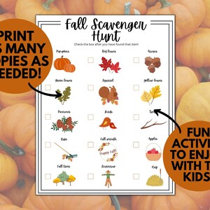 Fall Scavenger Hunt Printable for Kids Outdoor Fall Nature Walk ...