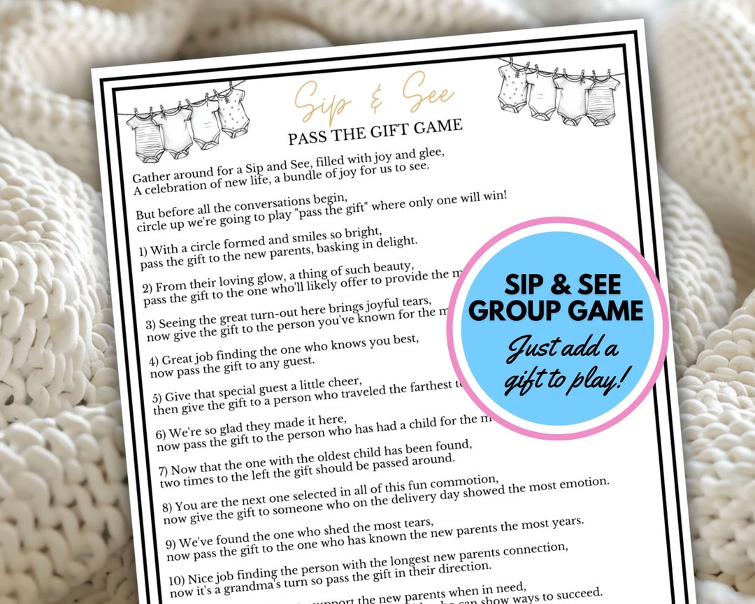 Sip and See Games Pass the Parcel Pass the Gift Game Find the Guest Sip ...