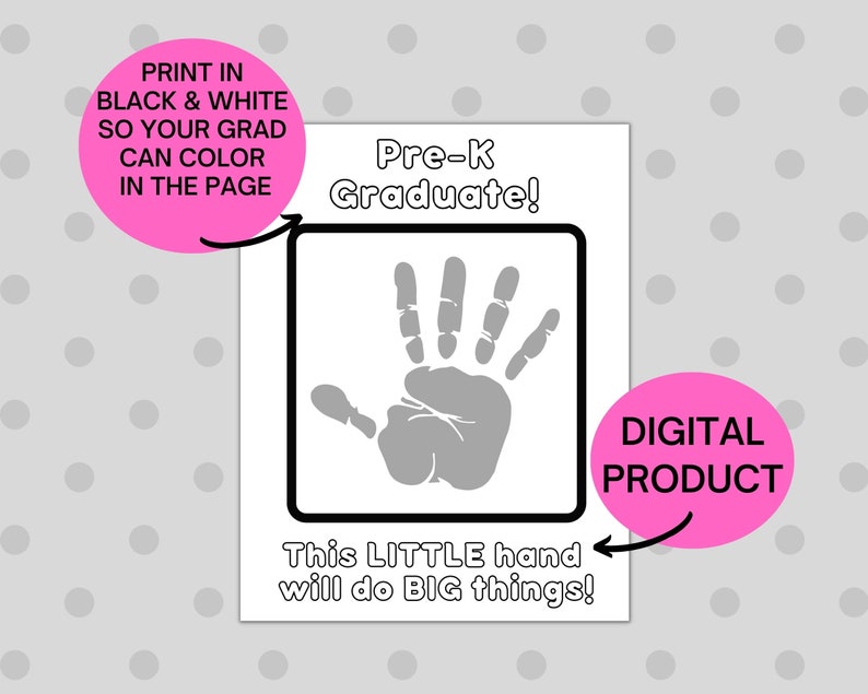 Pre-k Graduate Handprint Sign Printable | Keepsake Printable - Etsy