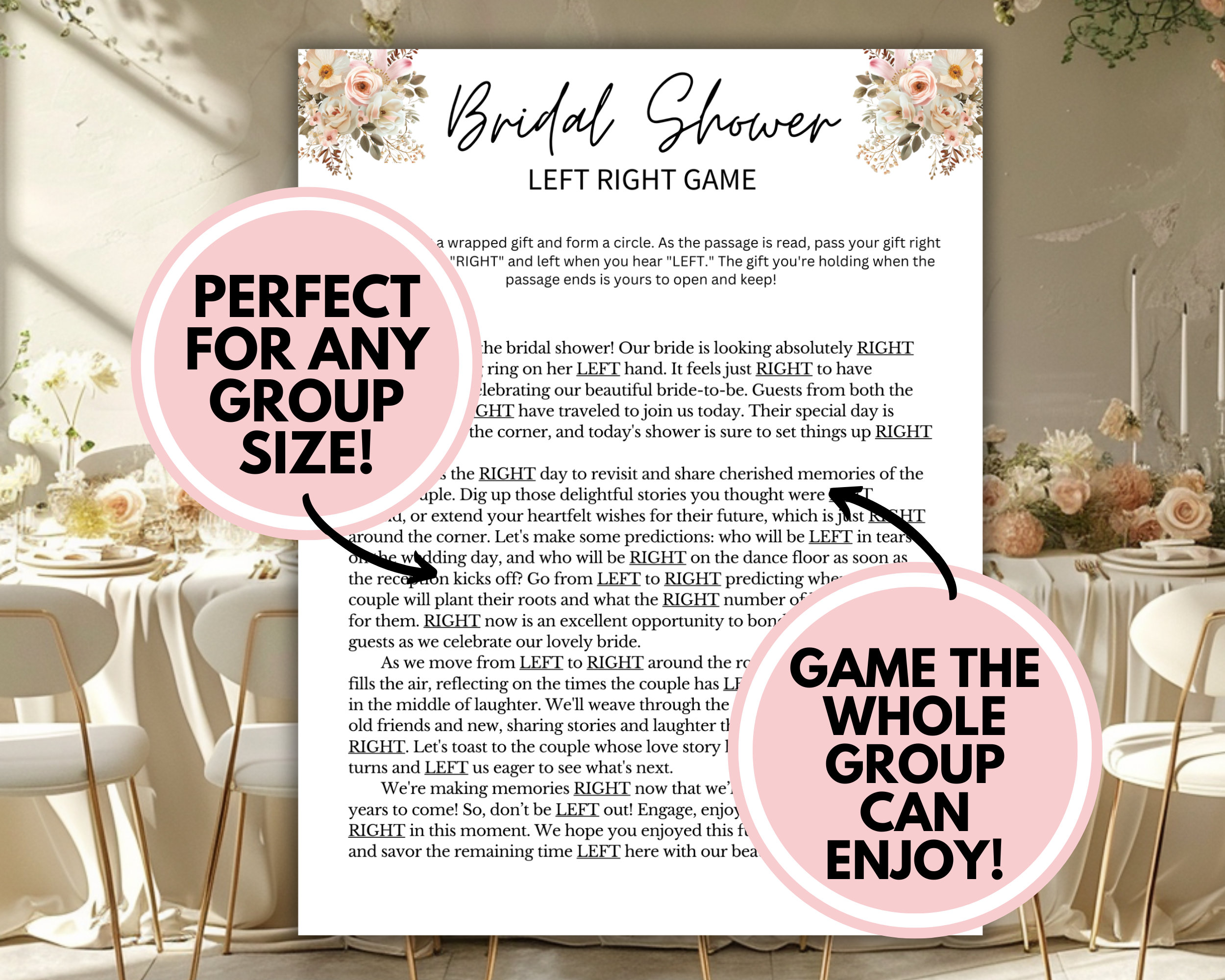 Bridal Shower Left Right Game Printable | Bridal Shower Pass the Gift ...