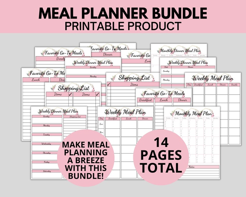 Meal Planner and Grocery List Printable | Recipe Book Meal Planner ...