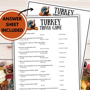 Turkey Trivia | Thanksgiving Trivia | Thanksgiving Office Game - Etsy
