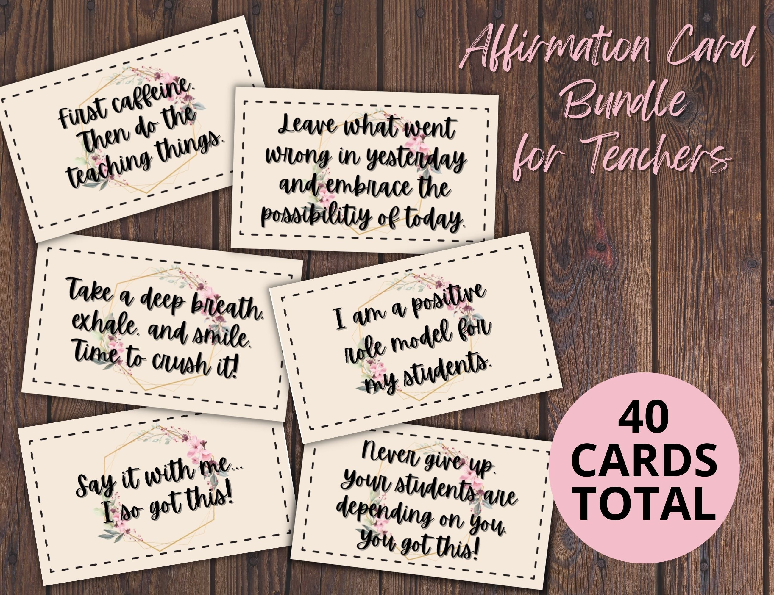 Teacher Affirmation Cards Printable Teacher Appreciation - Etsy