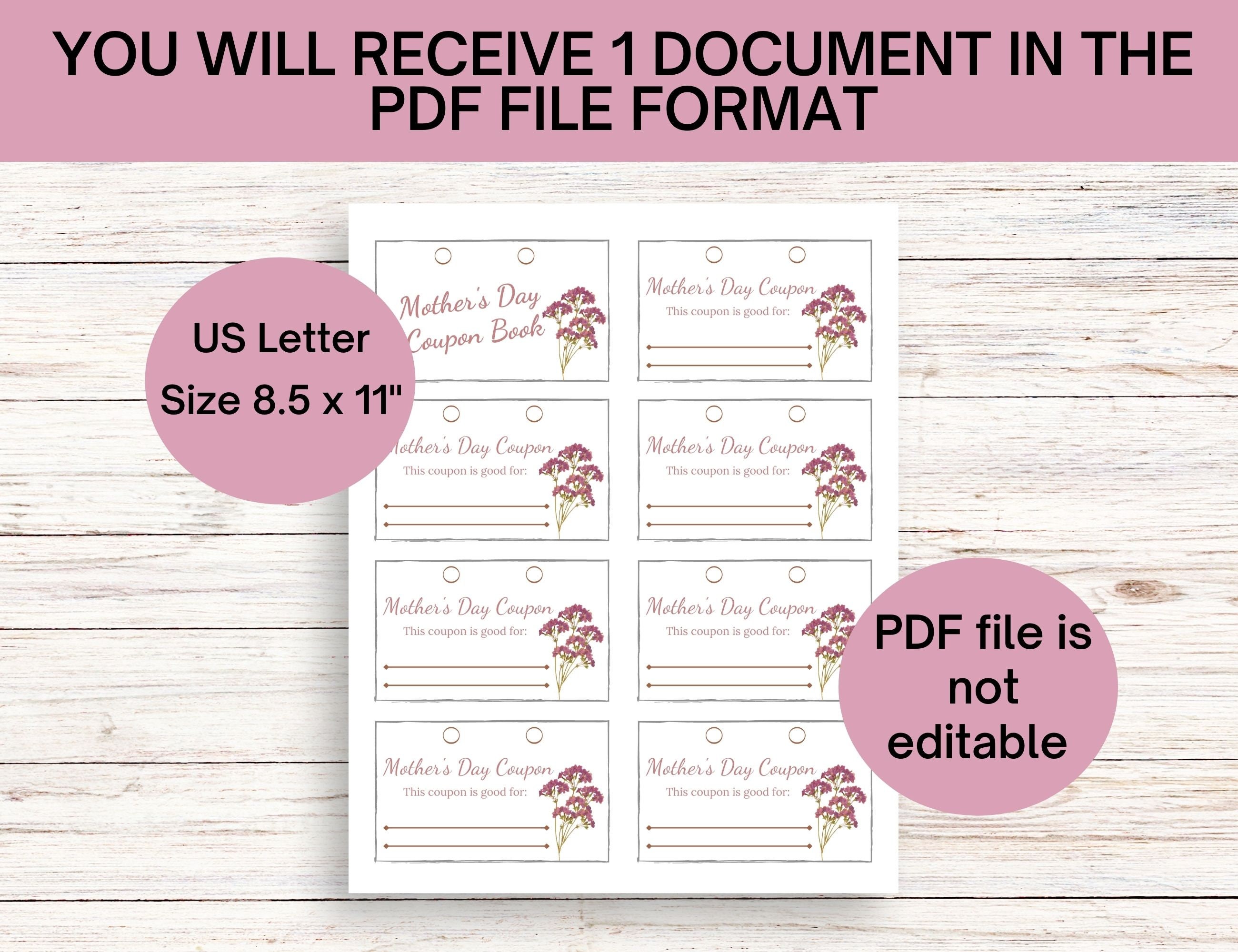 Printable Mothers Day Coupon Book Gift for Mom - Etsy