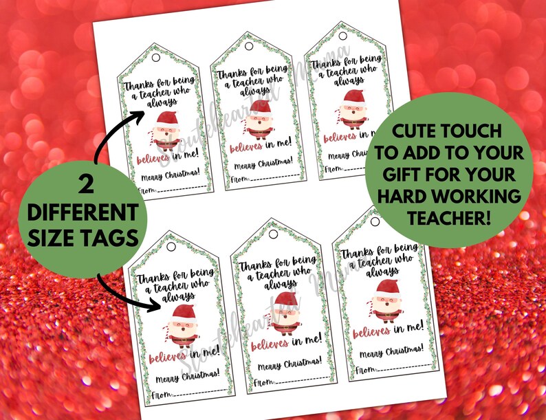 Christmas Teacher Gift Tag Printable Teacher Appreciation - Etsy
