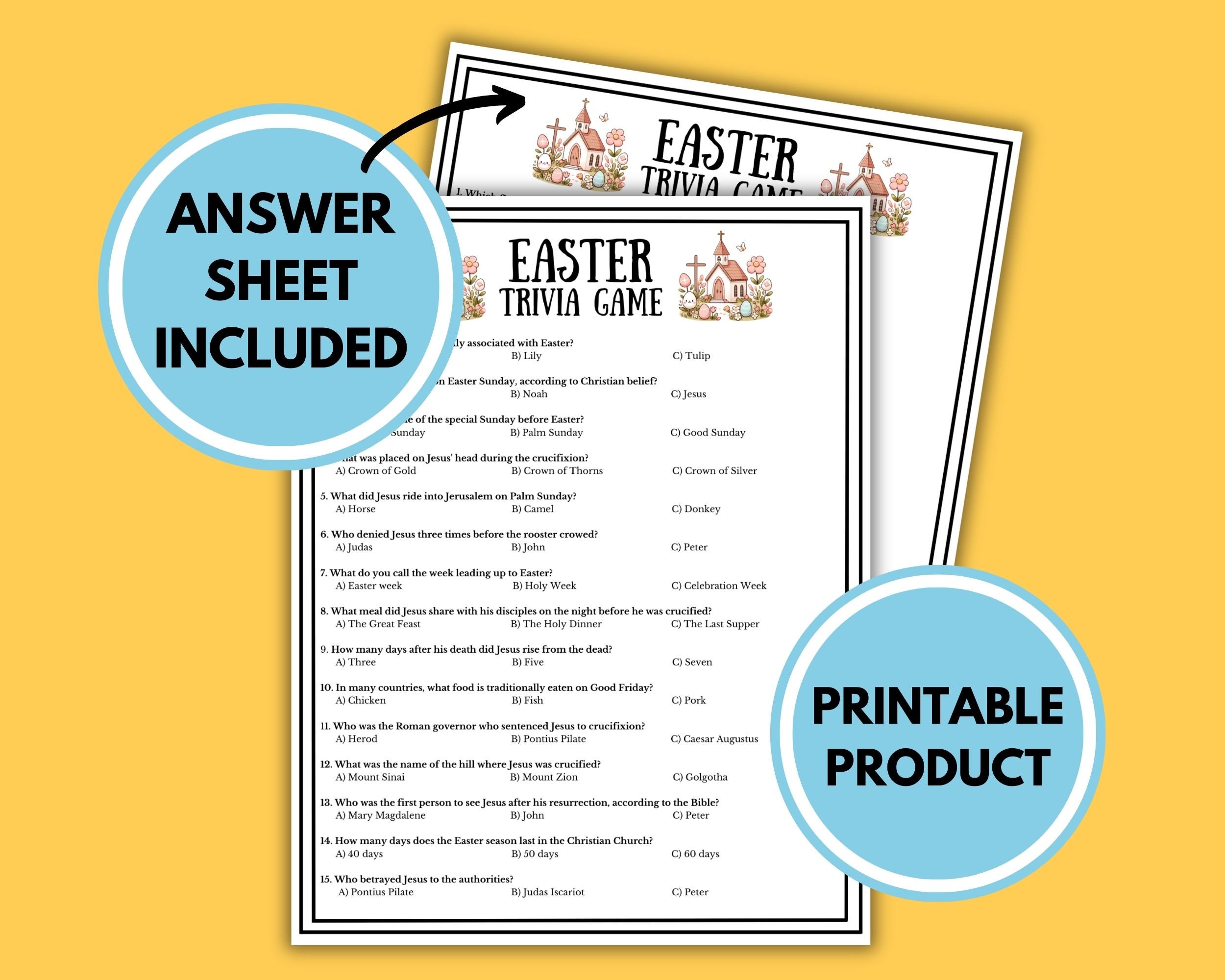 Easter Trivia Game | Easter Family Game Printable | Easter Adult and ...