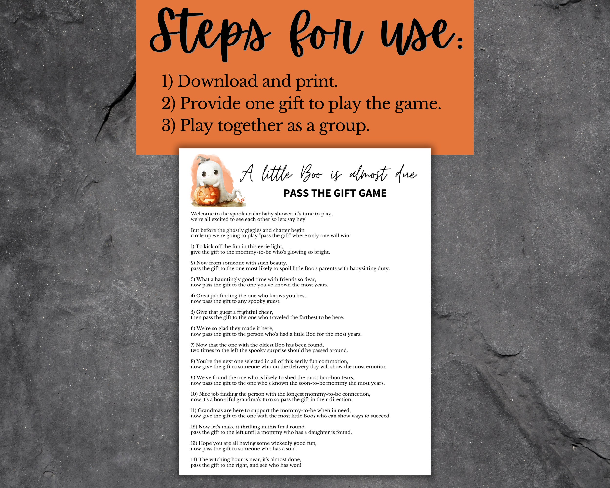 A Little Boo is Almost Due Pass the Gift Game | Halloween Baby Shower ...