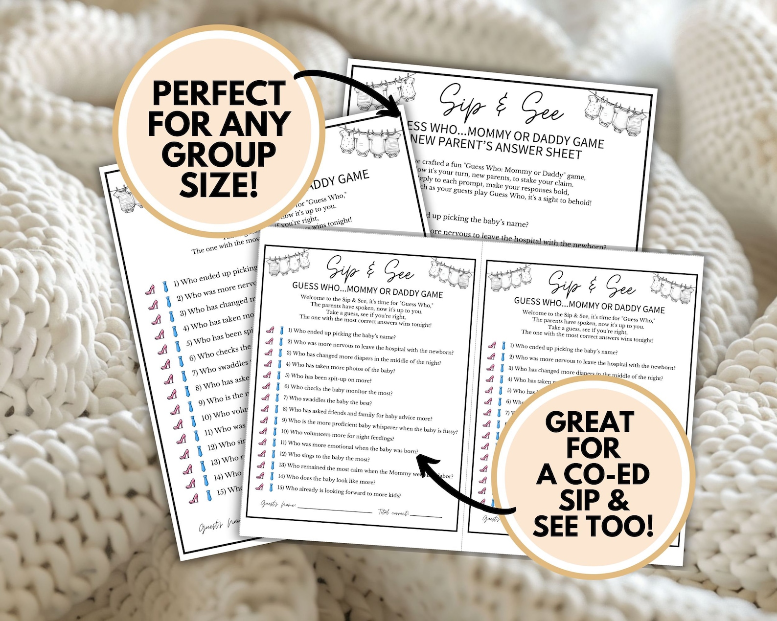 Sip and See Games | Guess Who Mommy or Daddy Sip and See Trivia Game ...