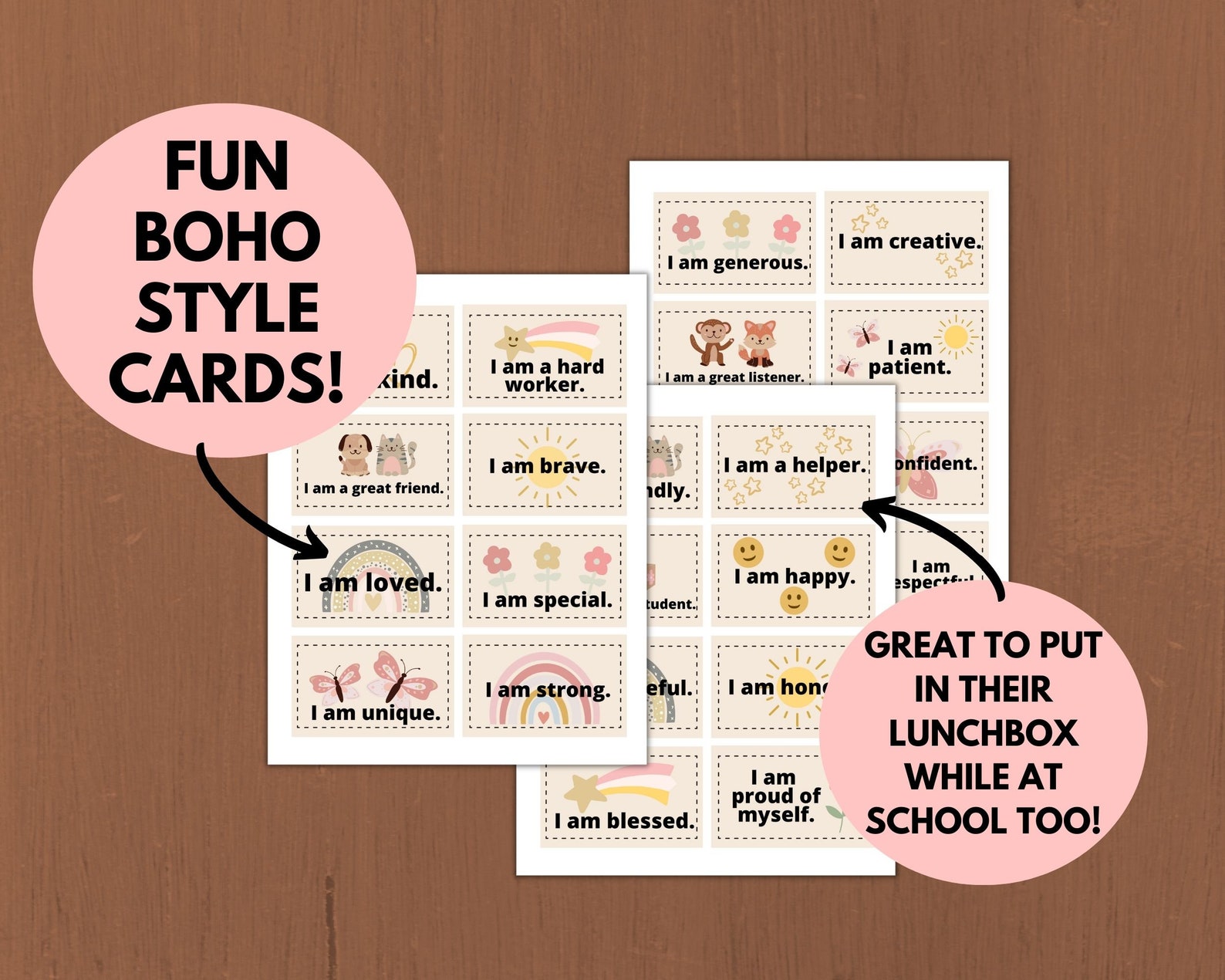 I Am Affirmations Lunch Box Notes for Girls | Woodland Affirmation ...