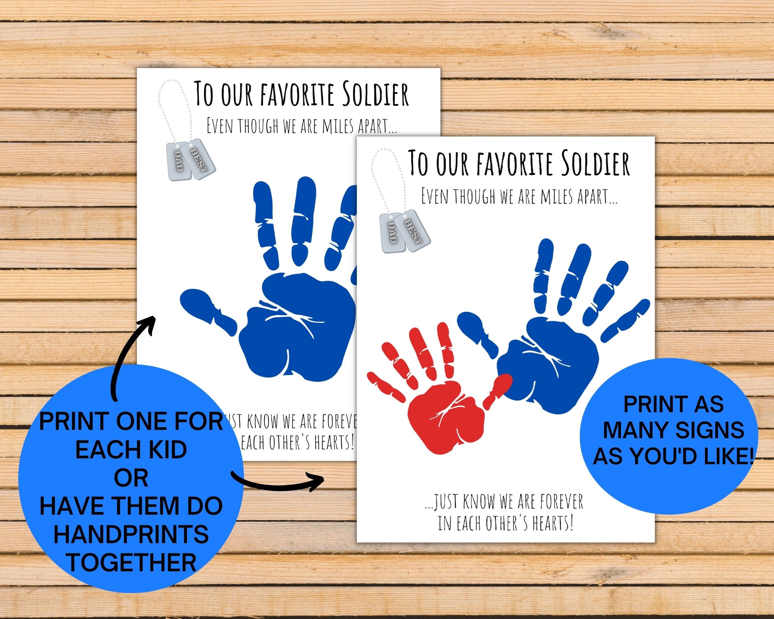 Kid Handprint Sign for Deployed Army Soldier Printable | Handprint Sign ...