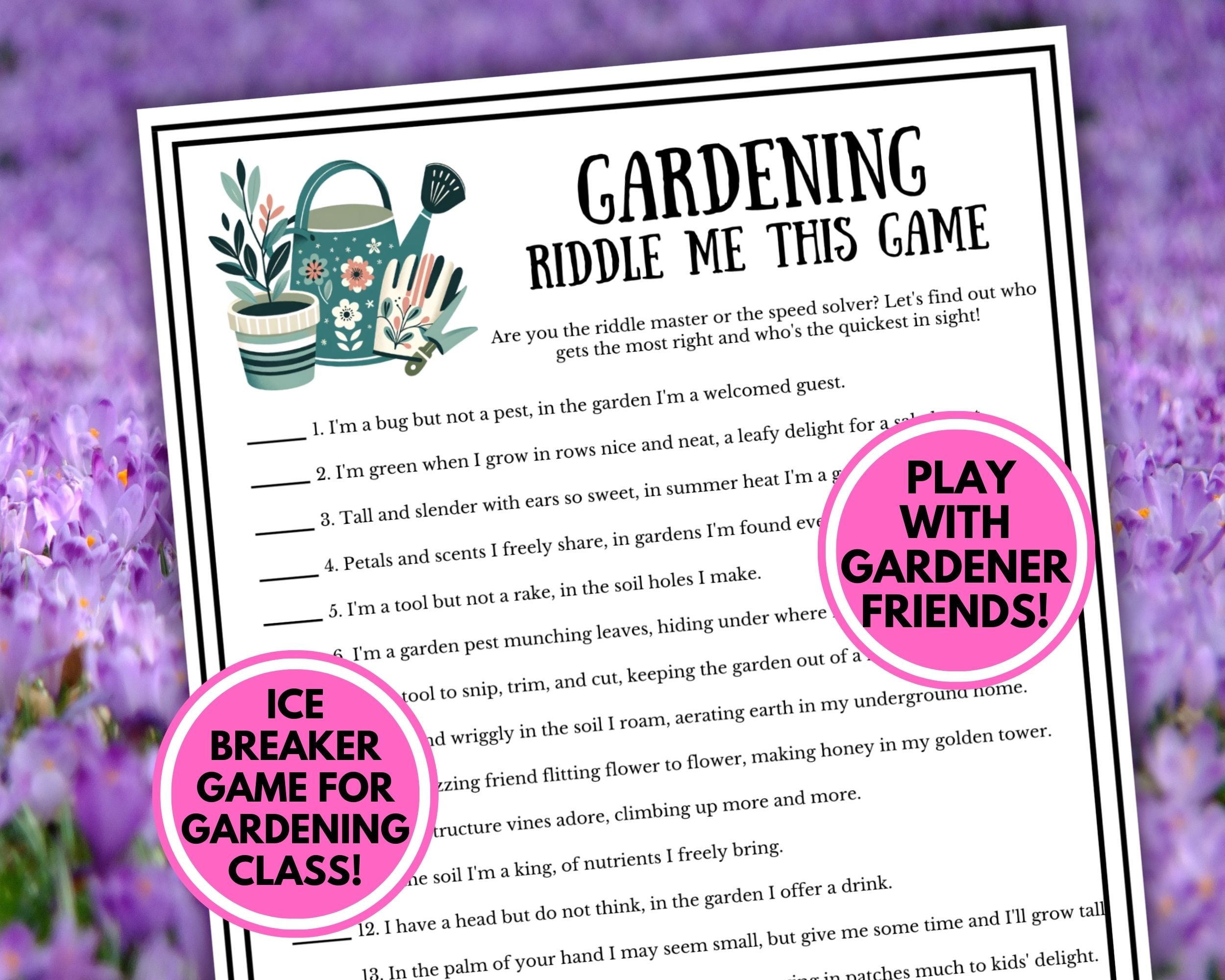 Gardening Riddle Me This Game | Gardening Trivia Game | Gardener ...