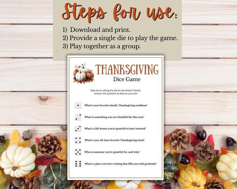 Thanksgiving Dice Game | Gratitude Game | Thanksgiving Office Get to ...