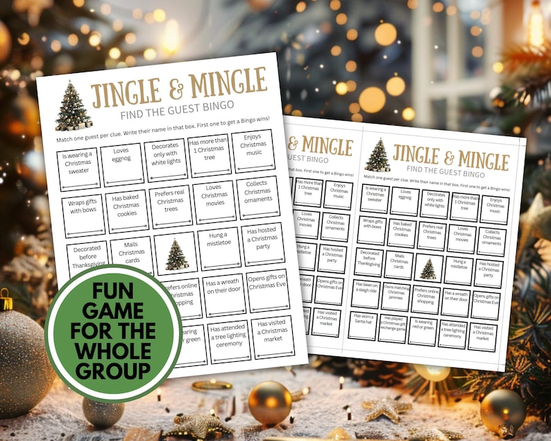 Jingle and Mingle Bingo | Christmas Mingle Bingo | Friendsmas - Etsy