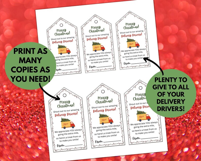 Delivery Driver Gift Tag Printable | Christmas Delivery Driver Thank ...