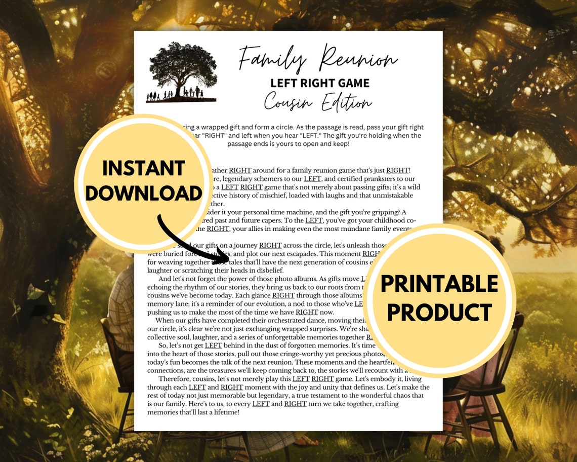 Family Reunion Left Right Game Printable | Cousin Crew Family Reunion ...