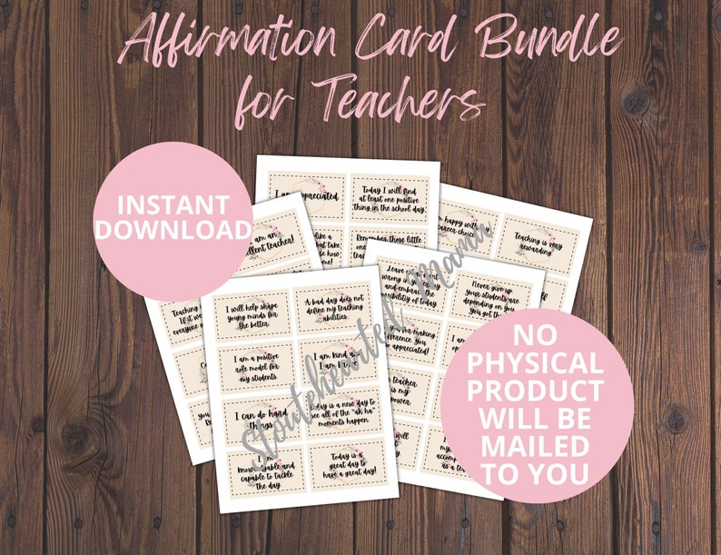 Teacher Affirmation Cards Printable Teacher Appreciation - Etsy