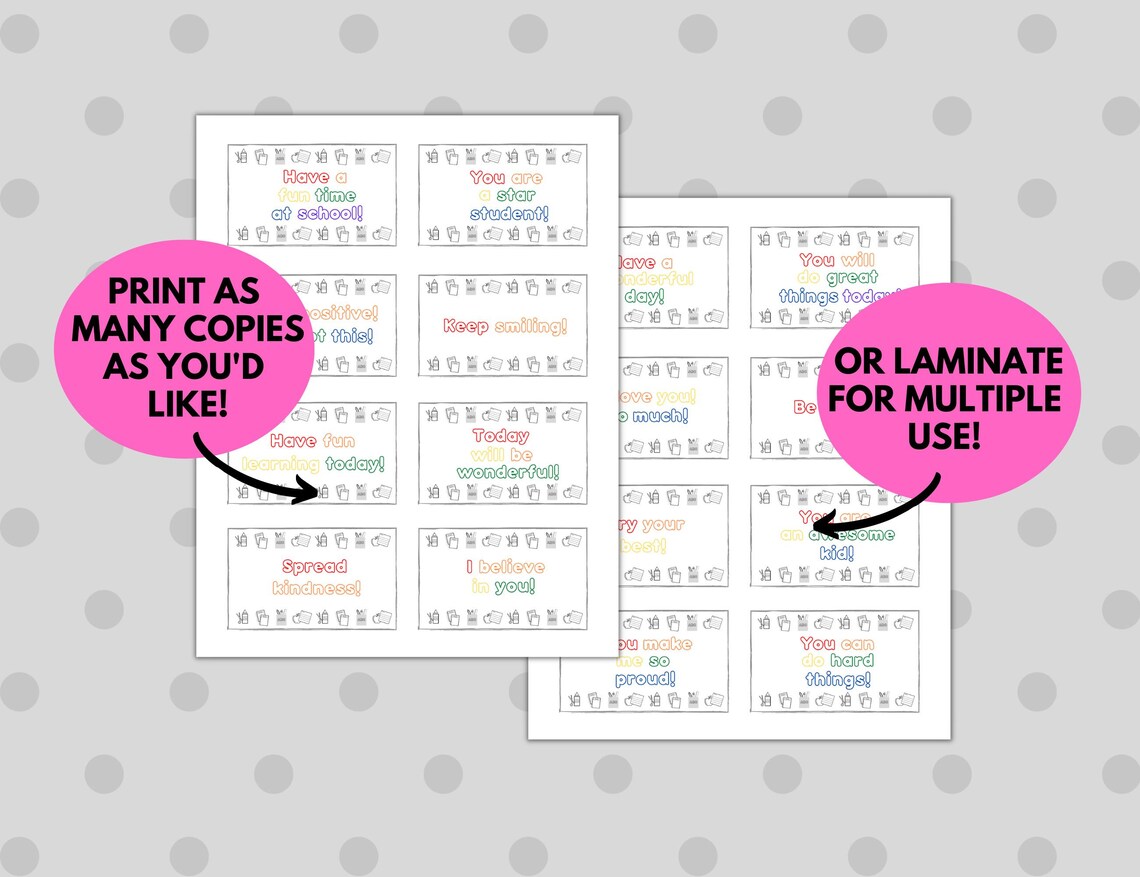 Lunch Box Notes for Kids Printable Positive Affirmation - Etsy