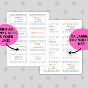 Lunch Box Notes for Kids Printable Positive Affirmation - Etsy