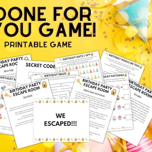 Birthday Escape Room Printable Kit | Birthday Party Escape Room Game ...