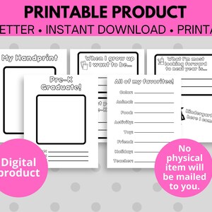 Pre-k Graduate Book Printable Printable Keepsake Pages - Etsy