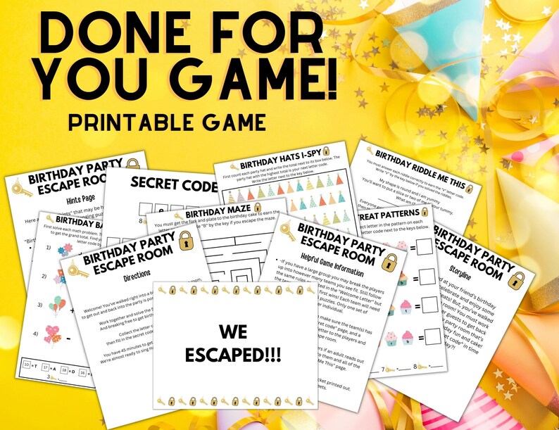 Birthday Escape Room Printable Kit Birthday Party Escape - Etsy