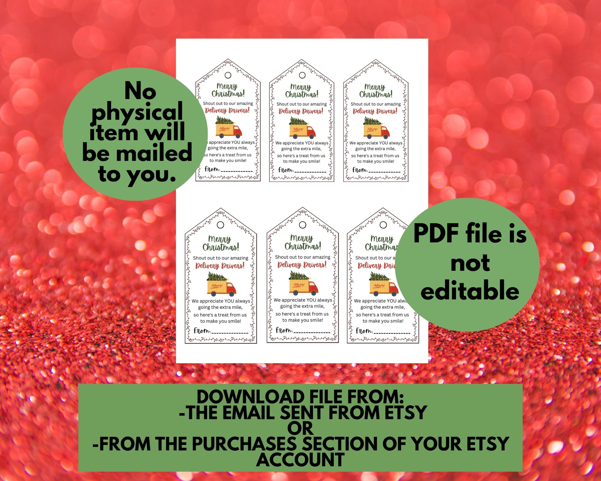 Delivery Driver Gift Tag Printable | Christmas Delivery Driver Thank ...